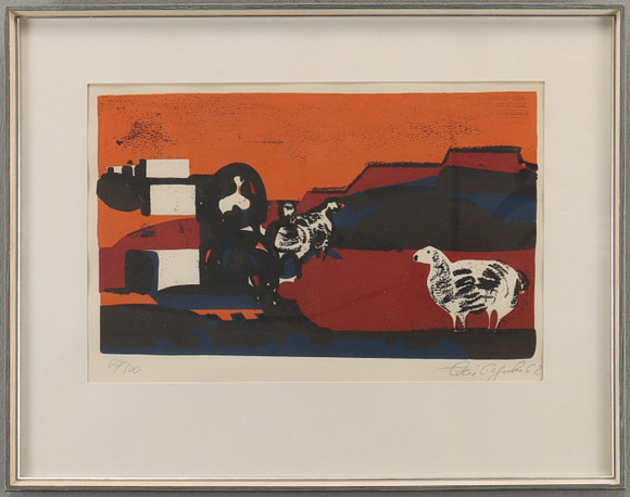 ERIC ELFWÉN. “Sheep Shepherd”. Art - Engravings & Prints - Auctionet