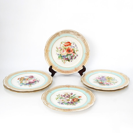 SÈVRES, PLATES “A LA VILLE DE SÈVRES MACE” 6 PIECES DINNER PLATES ...