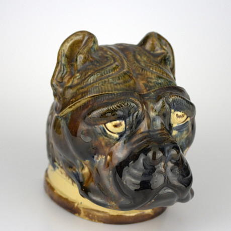 KARL HOLST. Tobaksburk i form av boxerhuvud, glaserat lergods, Höganäs ...