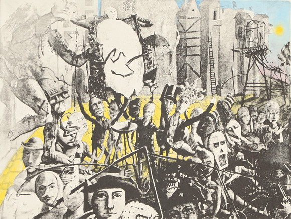 HAWK ALFREDSON. Hand coloured etching, Figure composition, signed ...