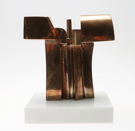 JOSÉ LUIS SANCHEZ. Sculptural composition, on marble plinth. Brass ...