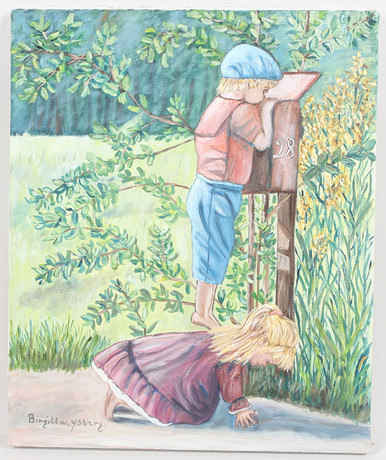 BIRGITTA HÖGLIND YSBERG. Olja på duk, hämta posten, signerad. Konst ...