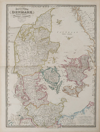 ANTIQUE MAP. THE ENGLISH CARTOGRAPHER SR. JAMES WYLD'S MAP OF DENMARK ...