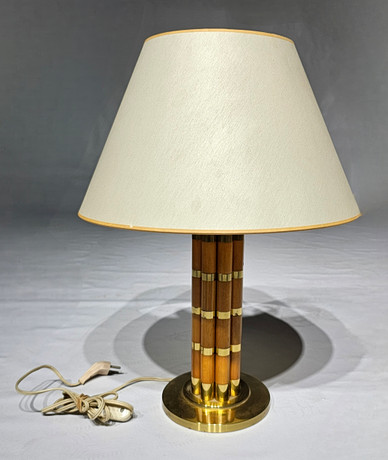 80s design table lamp. in gold metal and cane. Lighting & Lamps - Table ...