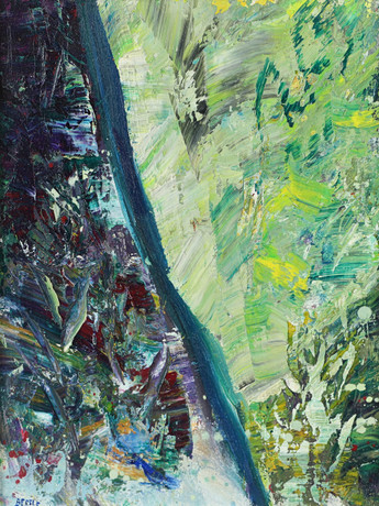 LARS BERTLE. “Landscape parts of river”, oil on panel, signed Bertle ...