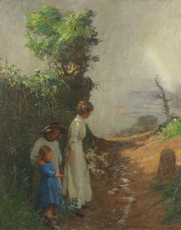 HAROLD C HARVEY (1874–1941). Oil painting on canvas. Girls in ...