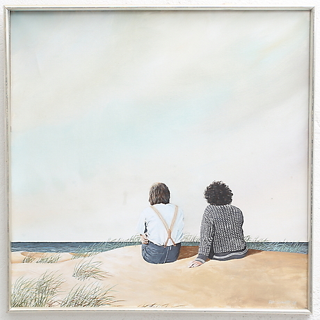 DAN LEONETTE. Pojkar vid stranden. Olja på duk, signerad och daterad 78 ...