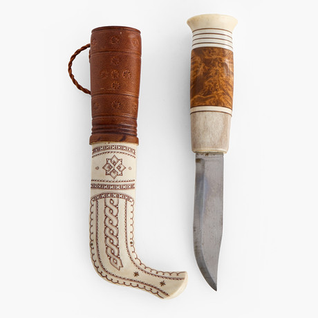 ANDERS SUNNA (1985). Sámi Duodji, Northern Sami knife, tub in engraved ...