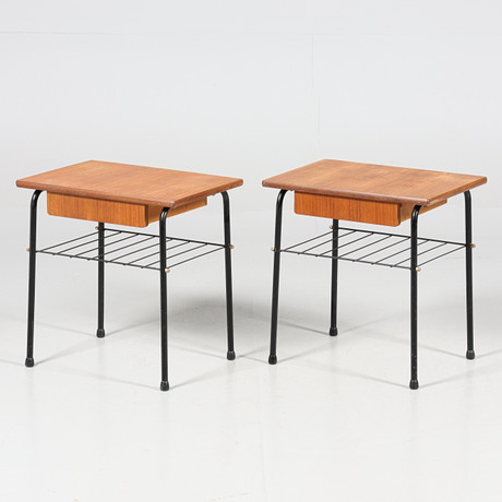 BEDSIDE TABLE, 1 pair, with drawer, teak, string model. Furniture ...