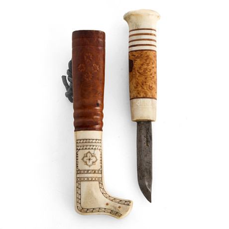 OIDENTIFIERAD SLÖJDARE. Sámi Duodji, knife, northern Sami, engraved ...