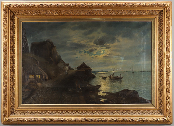 SIEGFRIED HASS. Attributed to. Moonlight landscape from Helsingør. Art ...