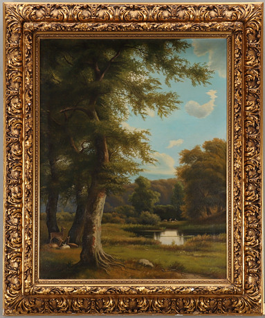 SIEGFRIED HASS. Deer in landscape - Motif from Dyrehaven. Art ...