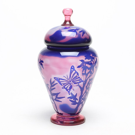 ASTRID GATE. LOCKPOKAL, glas, signerad, 1989. Glas - Konstglas - Auctionet