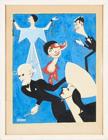 EINAR NERMAN. Collection portrait with Greta Garbo, watercolour, signed ...