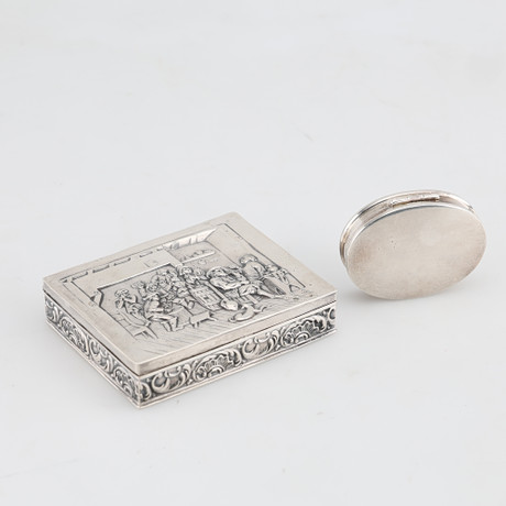 A silver and sterling silver lockbox and box, 20th century. Silver ...