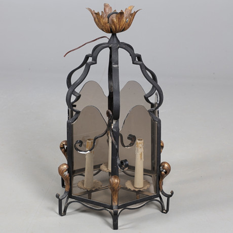 A WROUGHT IRON HEXAGONAL CEILING LANTERN. Lighting & Lamps ...
