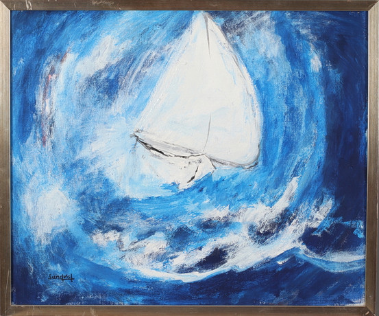 ROBERT SUNDQVIST. “Flying Dutchman”, oil on canvas, signed. Art ...