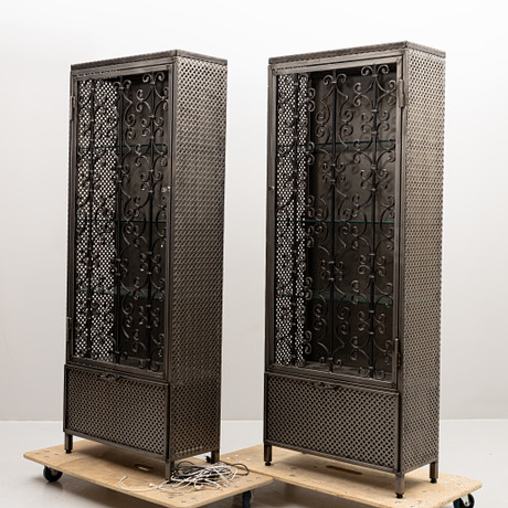 A pair of lacquered steel display cabinets, contemporary. Furniture ...