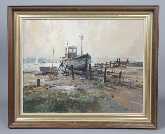 BRIAN O'HANLON (BRITISH, 1914-1991) 'EVENING, SOUTHWOLD HARBOUR'. Art ...