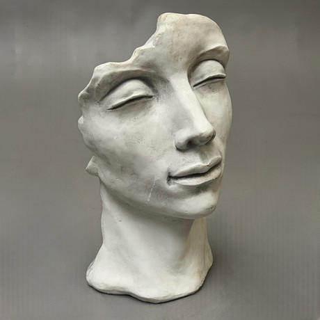 LARGE FACE SCULPTURE IN POLYCHROME PLASTER. Art - Sculptures & Bronzes ...
