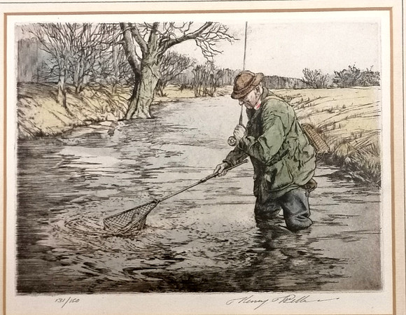 HENRY WILKINSON SIGNED PRINT OF A FISHERMAN WITH HIS DOG. Art ...