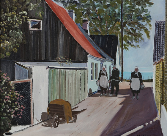HJALMAR LINDBLOM. The brush houses, oil on canvas, signed Hj. Lindblom ...