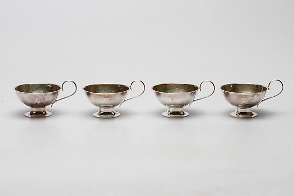 PUNCH MUGS, four pieces, GAB, Silver, weight approx. 150 grams. Silver ...