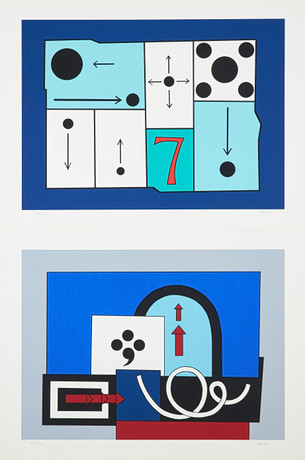 BENGT ORUP. Kompositioner, 2 st, färglitografi, signerade, numrerade 61 ...