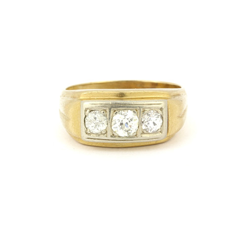 18CT GOLD THREE STONE DIAMOND MENS SIGNET RING. Jewellery & Gemstones ...