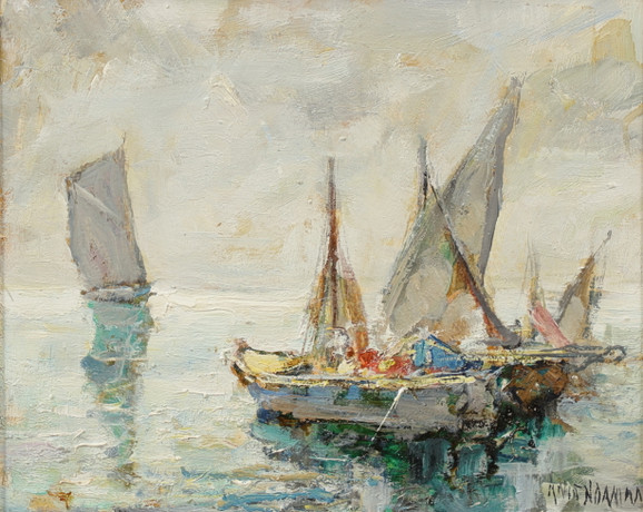 KNUT NORMAN. Sailboats, oil on panel, signed. Art - Paintings - Auctionet