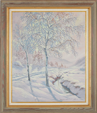 WALTER KÅSTAD. Tree in winter landscape, oil on canvas, signed. Art ...