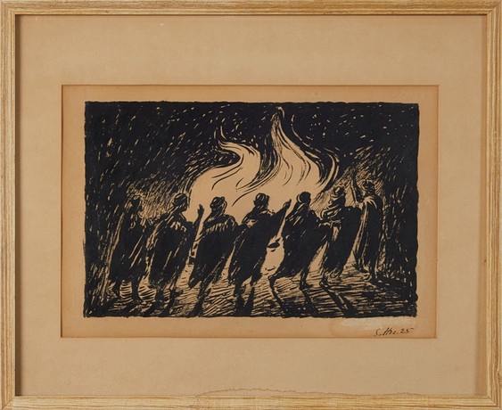 SVEN HEDIN. “The girls of Shagok dancing round the fire”, Mixed media ...