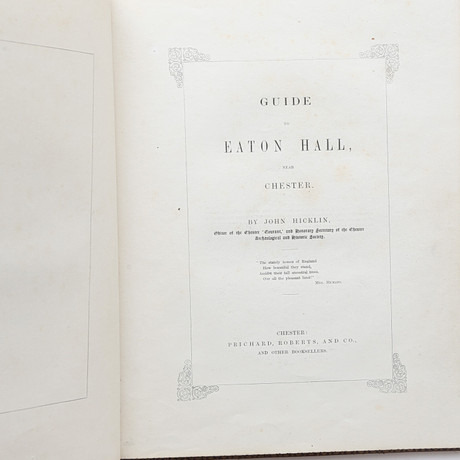 JOHN HICKLIN. “Guide to Eaton Hall”, 1858. Books, Maps & Manuscripts ...
