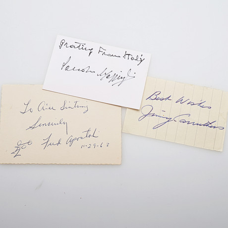 AUTOGRAPHS. 3 BOXERS - FRED APOSTOLI (1913-1973), JIMMY CARRUTHERS ...