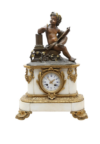 Napoleon III table clock in gilded bronze and marble, from the late ...