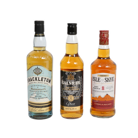 BLENDED WHISKY- SHACKLETON, BALMUR AGED 8 YEARS, ISLE OF SKYE AGED 8 ...
