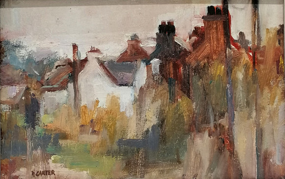 BARRY E CARTER OIL PAINTING OF COTTAGES AT SWINEFLEET. Art - Paintings ...