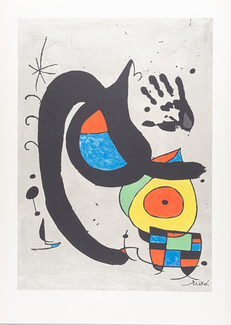 JOAN MIRÓ. After. “Femme á l'oiseau”, lithograph of colors, unadorned ...