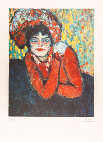 PABLO PICASSO. Efter. "L'Attente (Margot)", offsetlitografi i färger ...