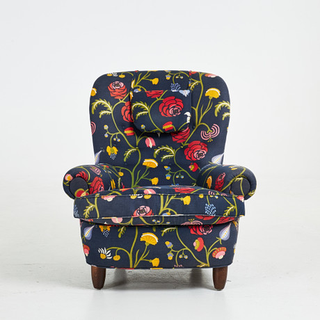 CARL MALMSTEN. armchair, “The Giant Toad”, upholstery “Folklore” design ...