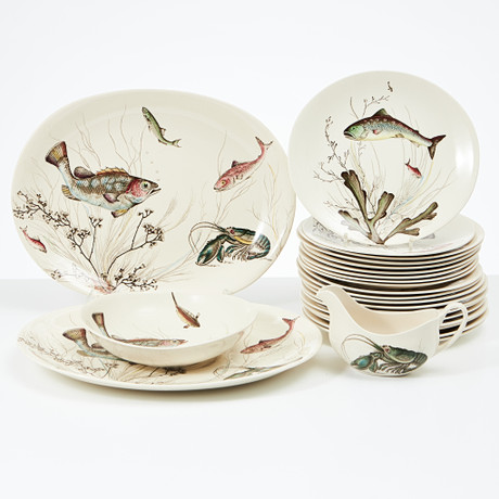 A Johnson Bros, “Fish”, a 24 dlr flint ware set, England,. Ceramics ...