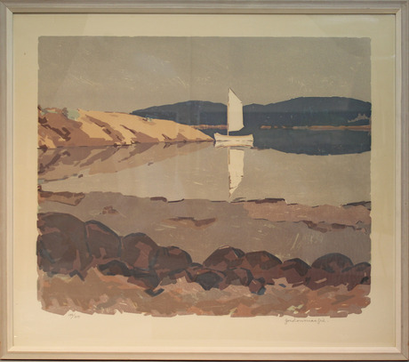 GORDON MACFIE. Segelbåt på västkusten. Färglitografi. Signerad. 104/310 ...