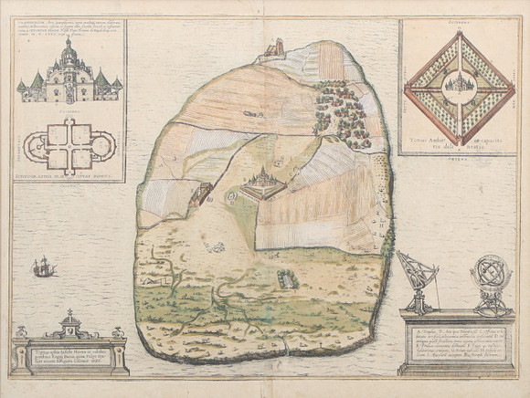 Can-colored map. Hven 1586, probably later deductions. Books, Maps ...
