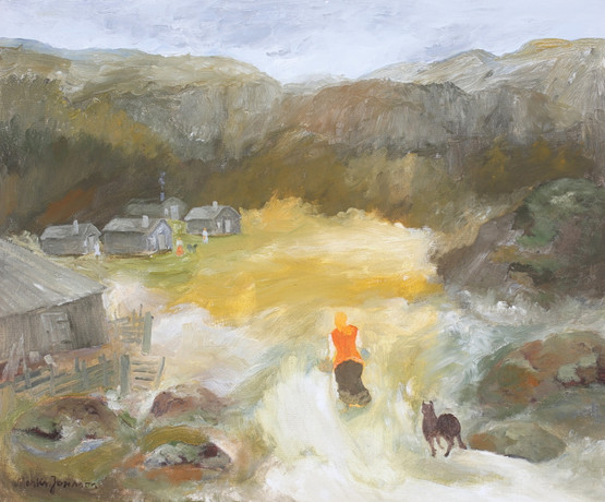 MARTIN JONSSON. "Sätern", olja på pannå, signerad. Konst - Måleri - Auctionet