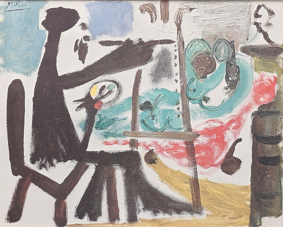 PABLO PICASSO. Master Art print, “The Painter and His Model”, printed ...