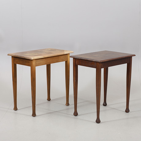 A pair of Art Nouveau oak window tables, early 20th century. Furniture ...
