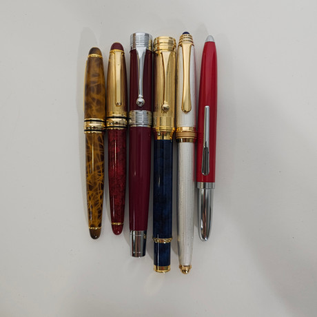 SET OF 6 PENS OF VARIOUS SHAPES, COLORS AND MATERIALS, 20TH CENTURY ...