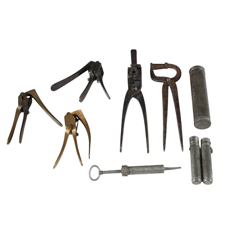 CULT TONGS and WICKER TOOLS, 8 pieces, 20th century. Weapons ...