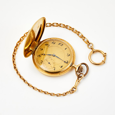 POCKET WATCH. 18k gold, savonette, Switzerland, anchor link, 18k gold ...