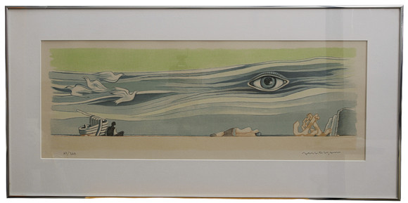 AXEL OLSON. Lithograph in colour, "The Eye That Watches” numbered 27/ ...